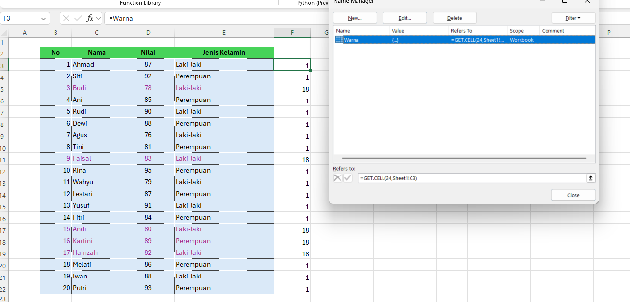 Macro 4: Ambil Kode Warna dengan Get.Cell - vba.co.id